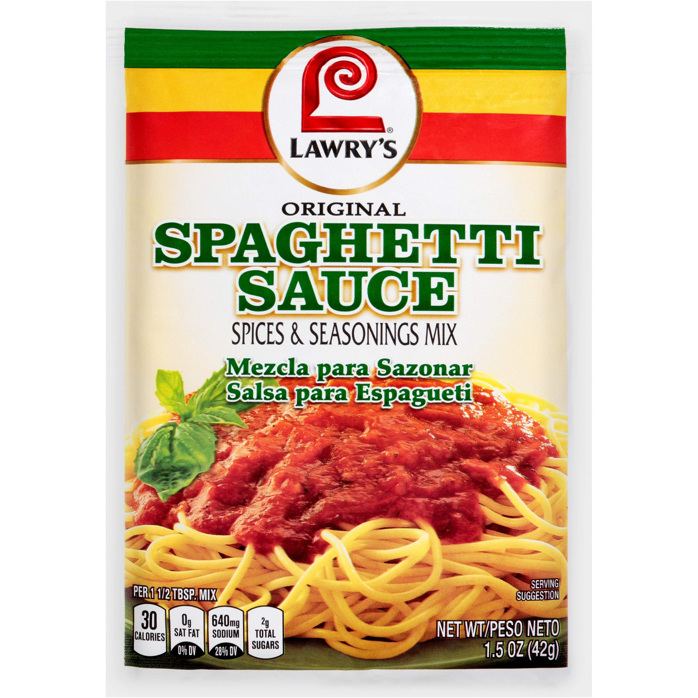 Pack of 2 Lawry's Original Spaghetti Sauce Spices & Seasonings Mix, 1.5 ...