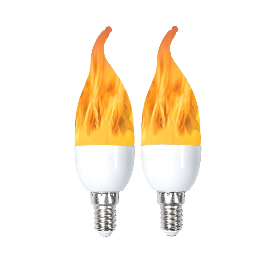 2X LED Flame Bulb, E12 Candelabra, 3W, 3 Mode, Warm White, For Festival ...