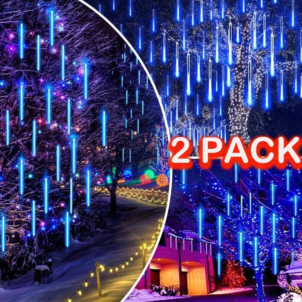 2X Led Meteor Shower Rain Tree Lights String Light Party Outdoor Garden ...