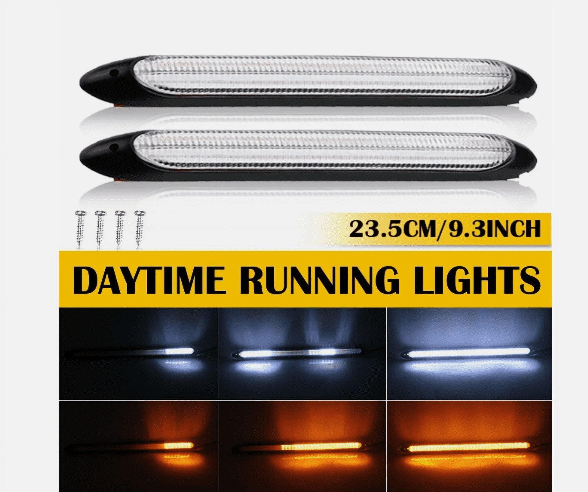 2X Led Switchback Drl Tube Light Strip Amber White Sequential Flow Turn Signal-Style428 ...