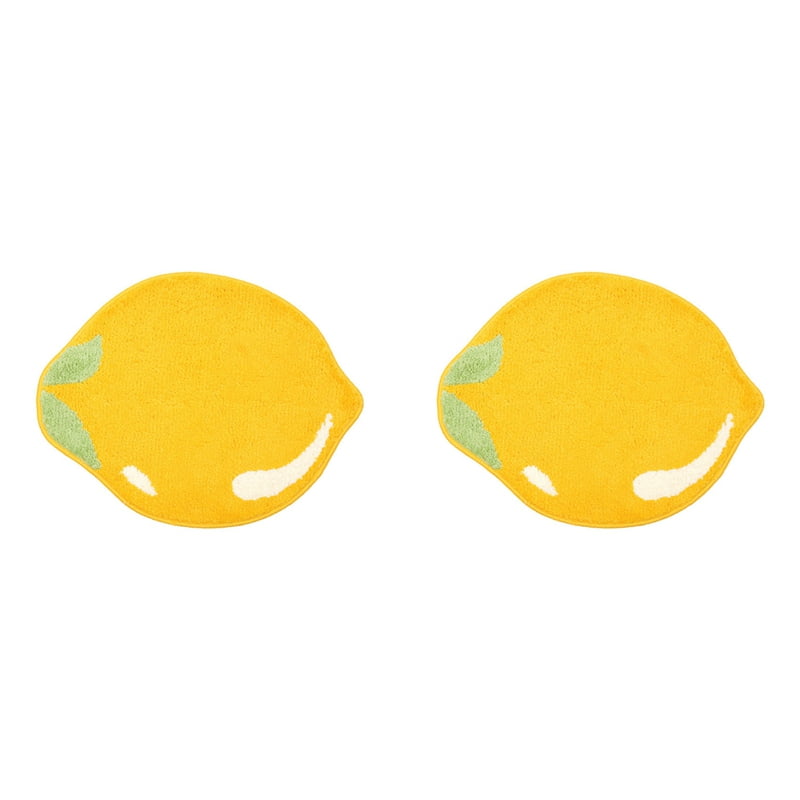2X Lemon Bath Mat Cute Non-Slip Fruit Rug Kitchen Yellow Bathroom Decor ...