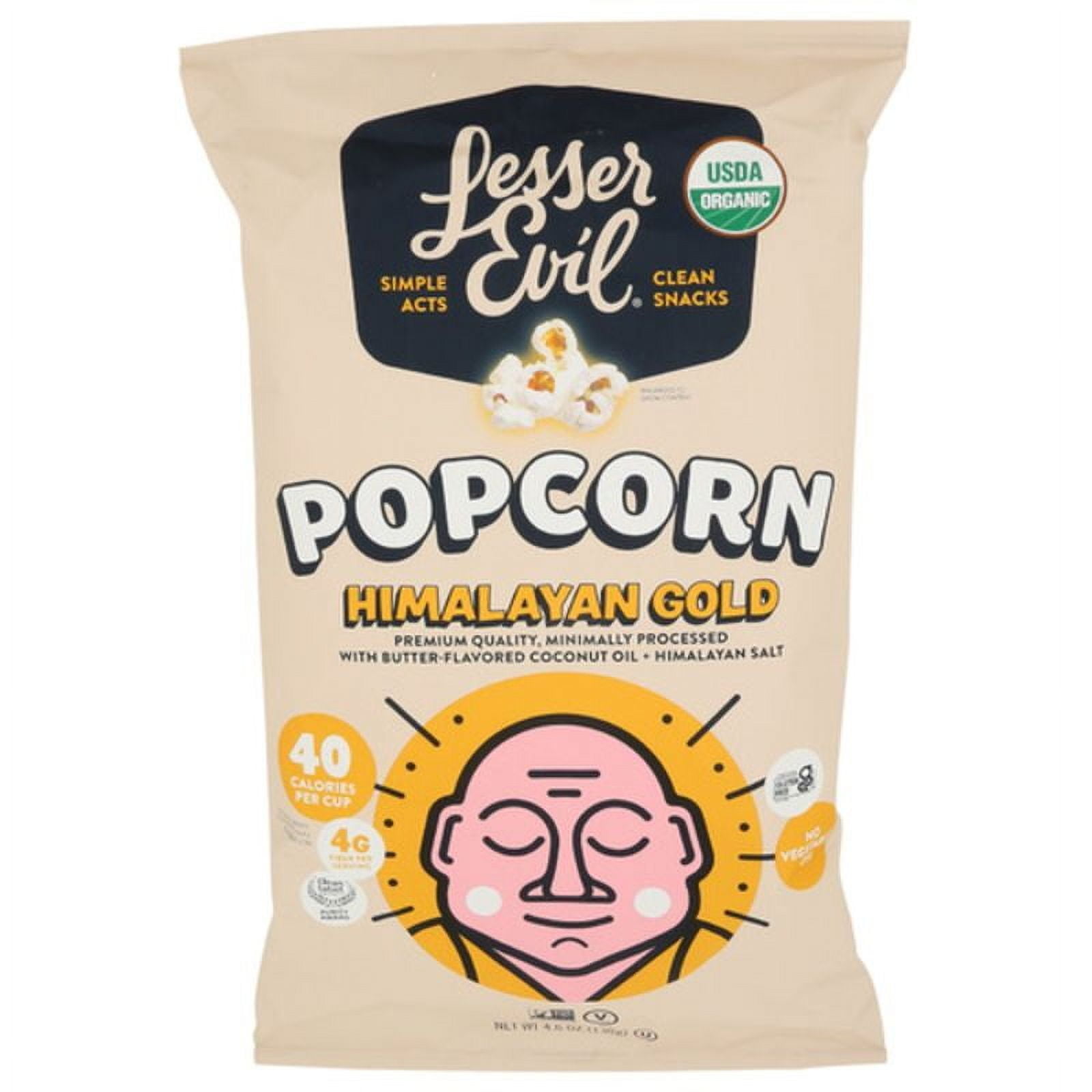 2X - Lesser Evil Organic Himalayan Gold Popcorn 4.6 oz Package May Vary ...