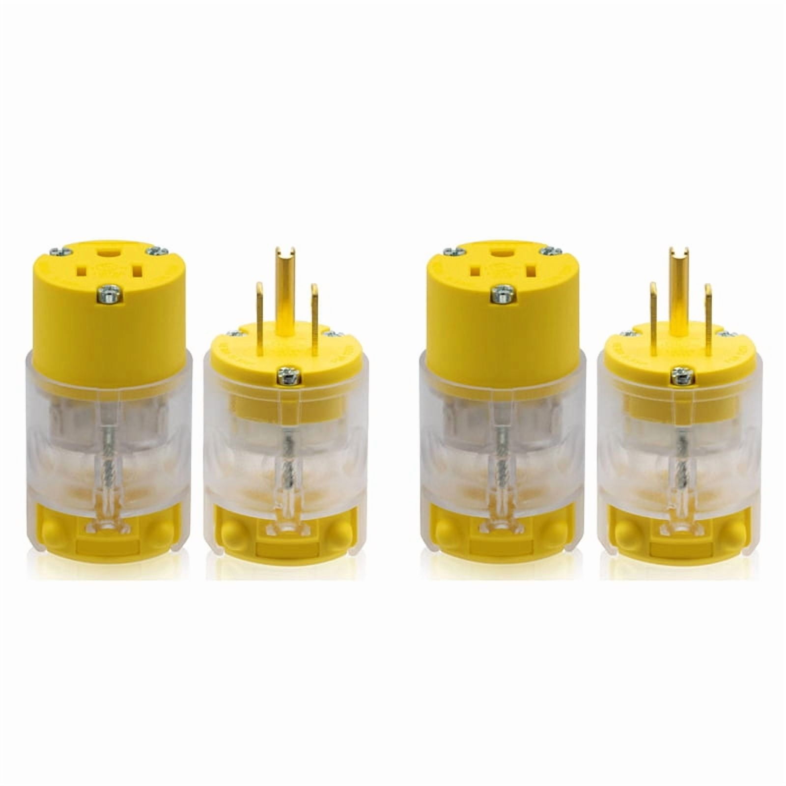 2X Lighted Straight Blade Electrical Plug and Connector Set 15 Amp 125 ...