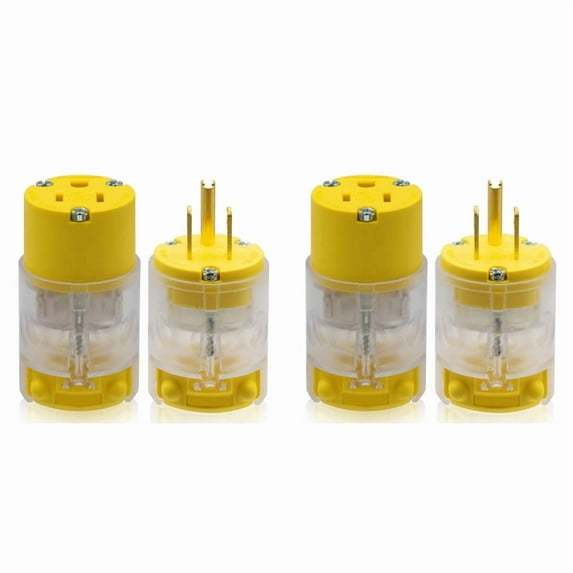 2X Lighted Straight Blade Electrical Plug and Connector Set 15 Amp 125 ...