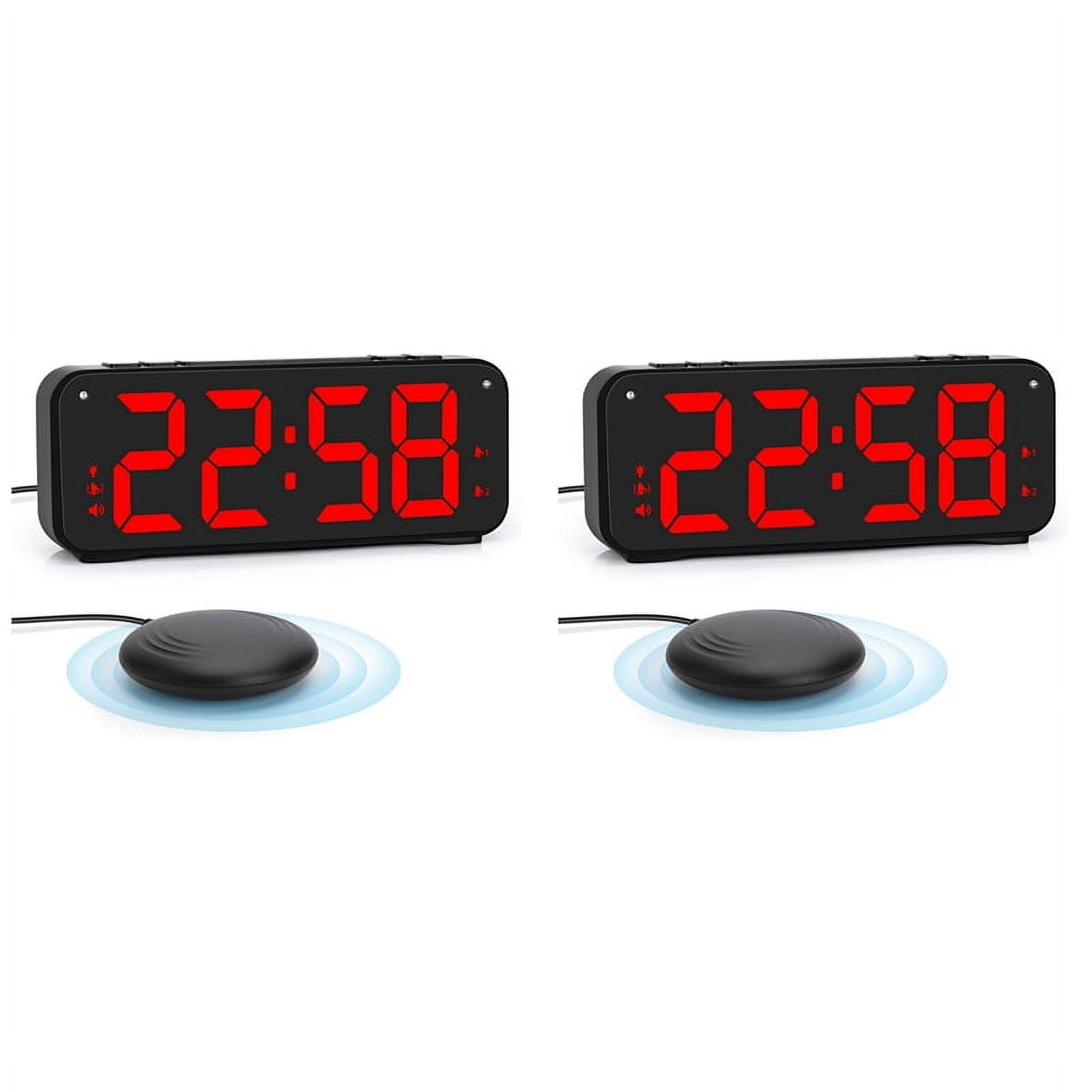 2X Loud Alarm Clock for Heavy Sleepers Adults,Dual Alarm Clock with Bed ...
