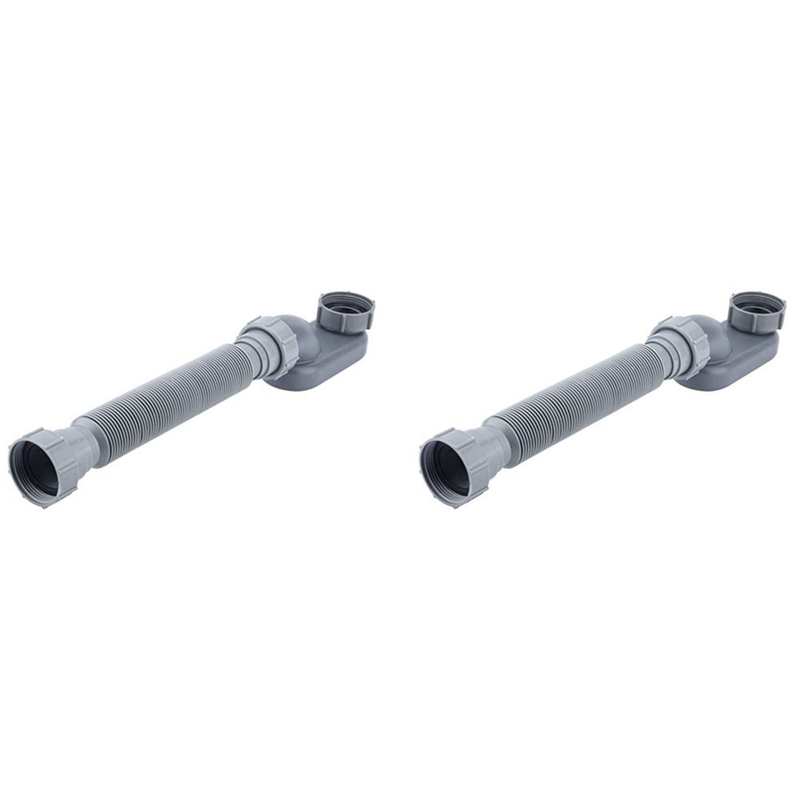 2X Low Profile 1 1/2 P Trap Flexible Bathtub Shower Drain Pipe Flat P ...