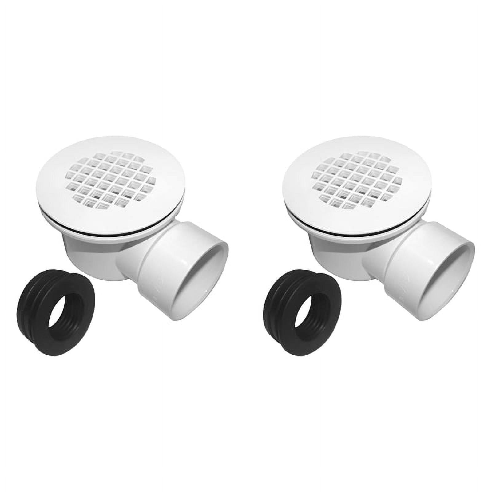 2X Low Profile Shower Base Drain with Perforated Strainer Side Outlet ...
