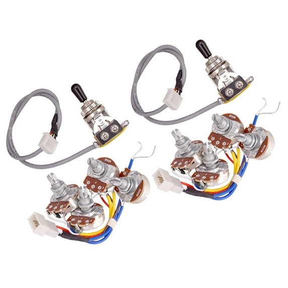 2X Lp Electric Guitar Pickups Circuit Wiring Harness 2T2V 500K Pots 3 ...