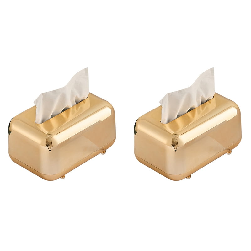 2X Luxury Golden Tissue Boxes Storage Napkin Holder Paper Case ...