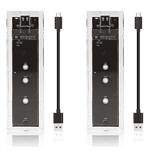 2X M.2 NGFF Dual Protocol SSD Case Clear USB Type C 10Gbps PCI-E M2 External Enclosure Hard Disk ...