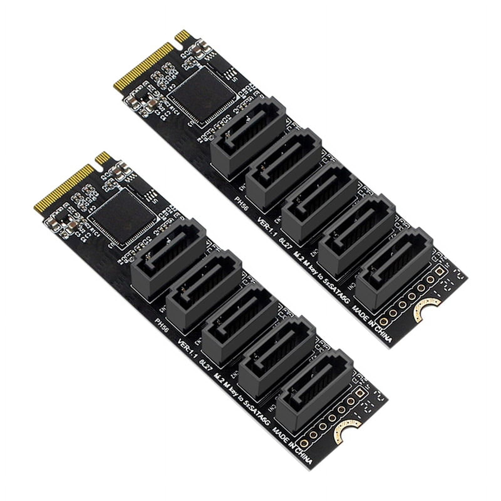 2X M.2 NGFF PCIE B-Key Sata to SATA 3.0 5 Port Expansion Card 6Gbps ...