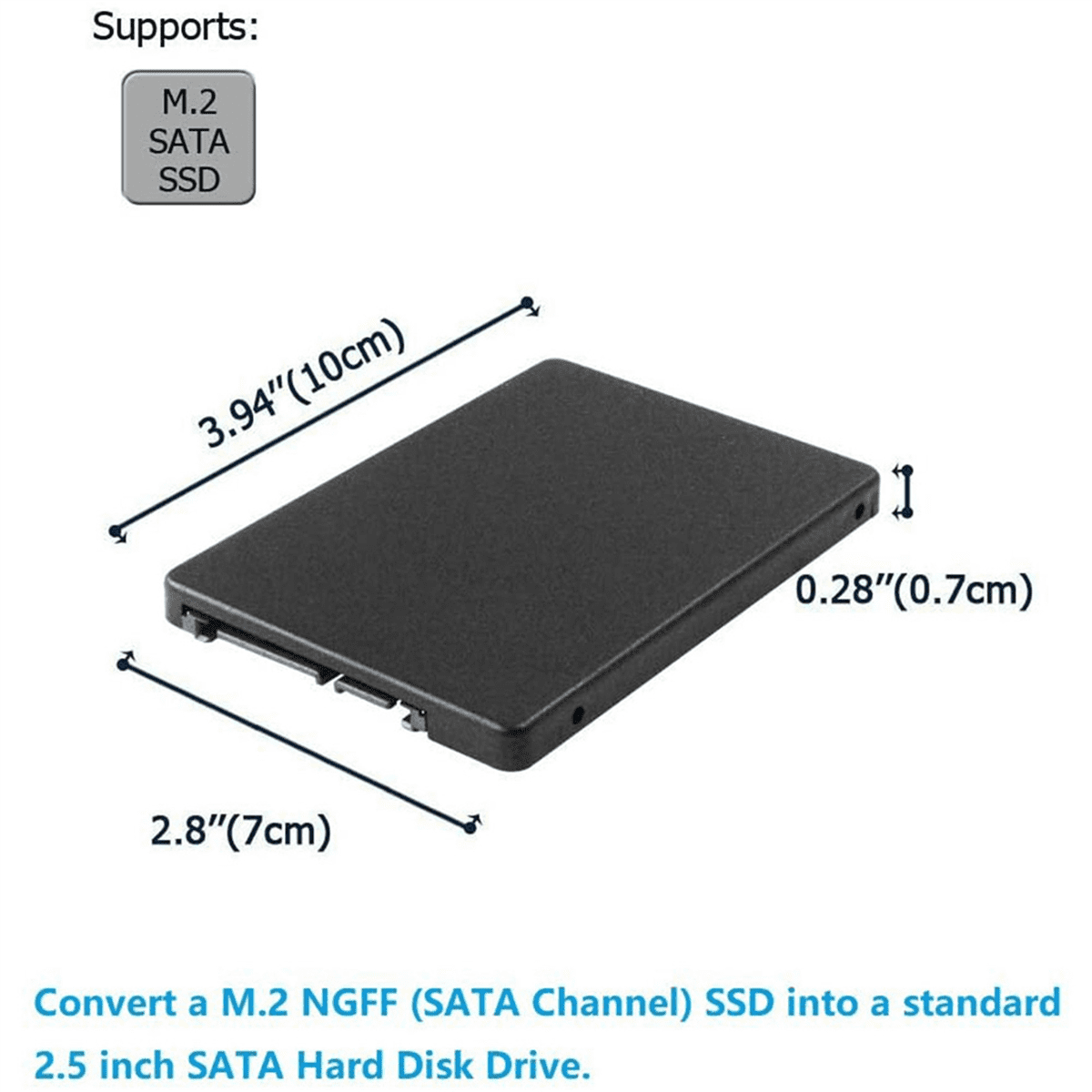 2X M.2 NGFF to 2.5 Inch SATA SSD/MSATA to SATA Adapter Card Case (B Key ...