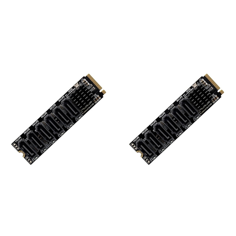 2X M.2 NVME PCI-E PCIE X4 X8 X16 to 6 Port 3.0 SATA Adapter Card Riser ...