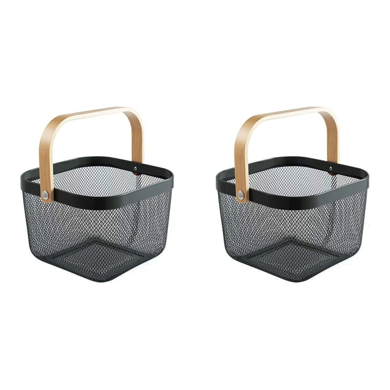 2X Metal Mesh Basket, Multi-Functional Hanging Kitchen Baskets Fruit ...