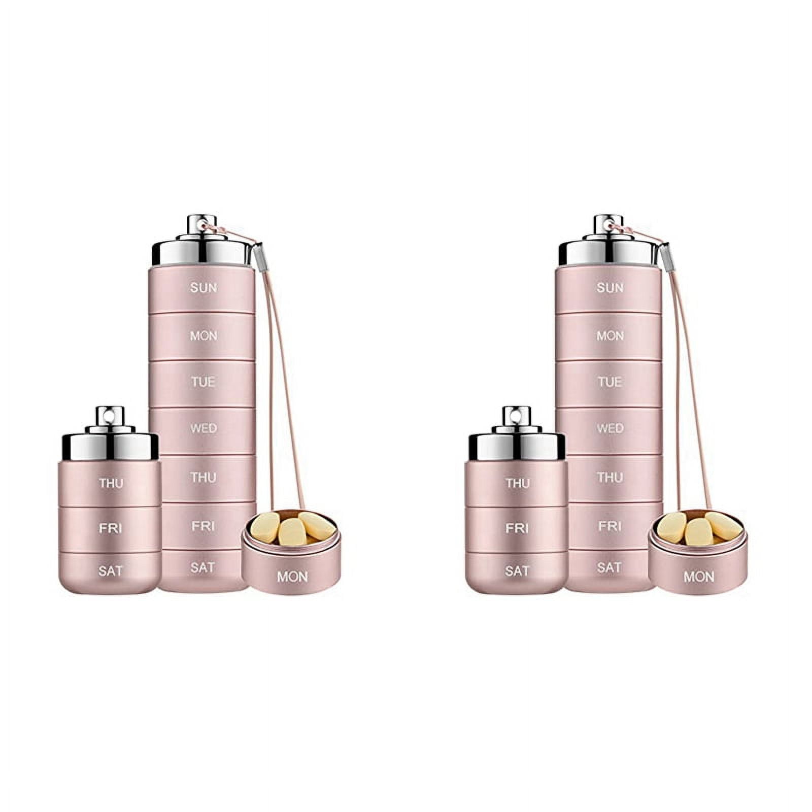 2X Metal Pill Organizer Weekly,Stackable Waterproof Travel Pill Box ...