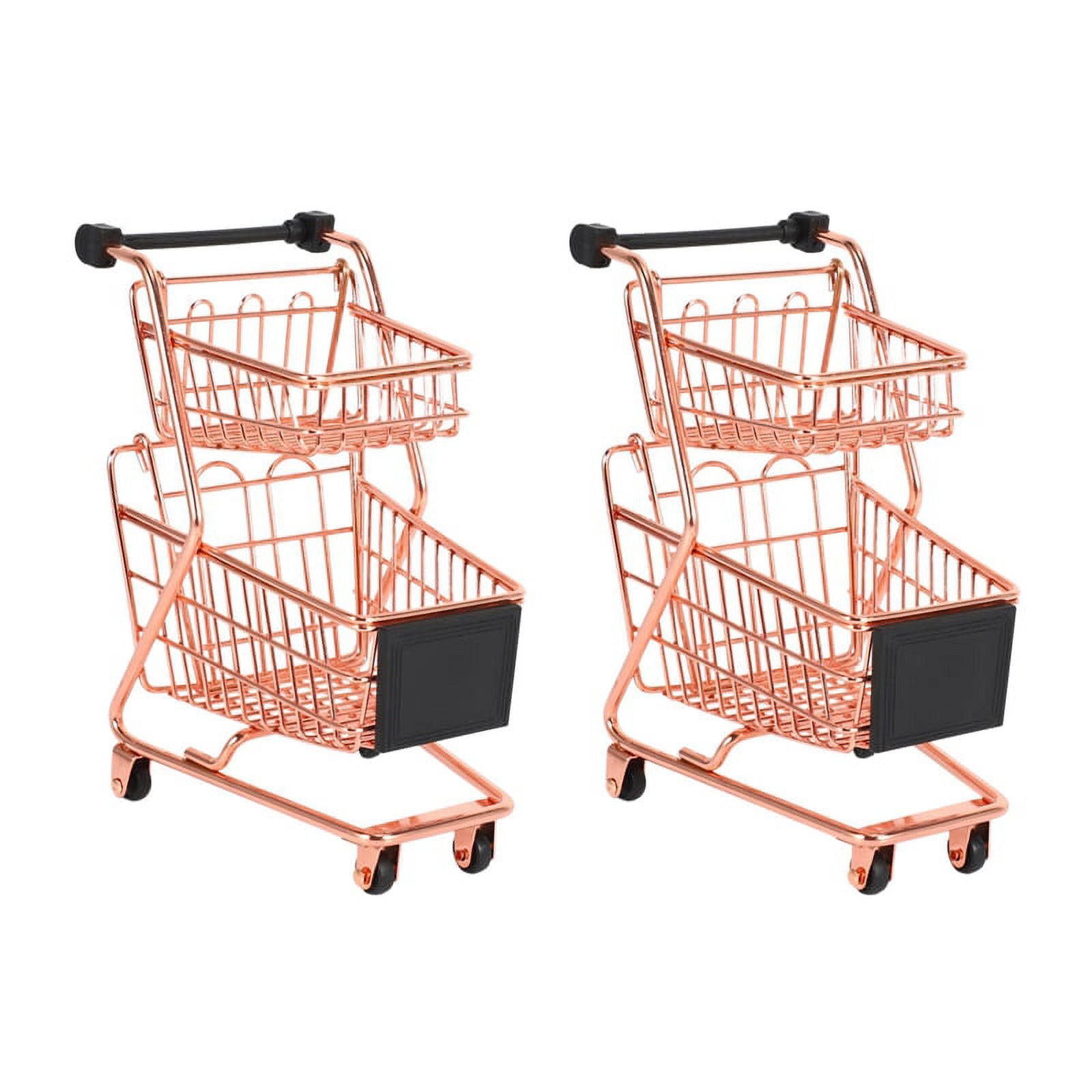 2X Mini Double Layers Shopping Cart Model Wrought Iron Supermarket ...