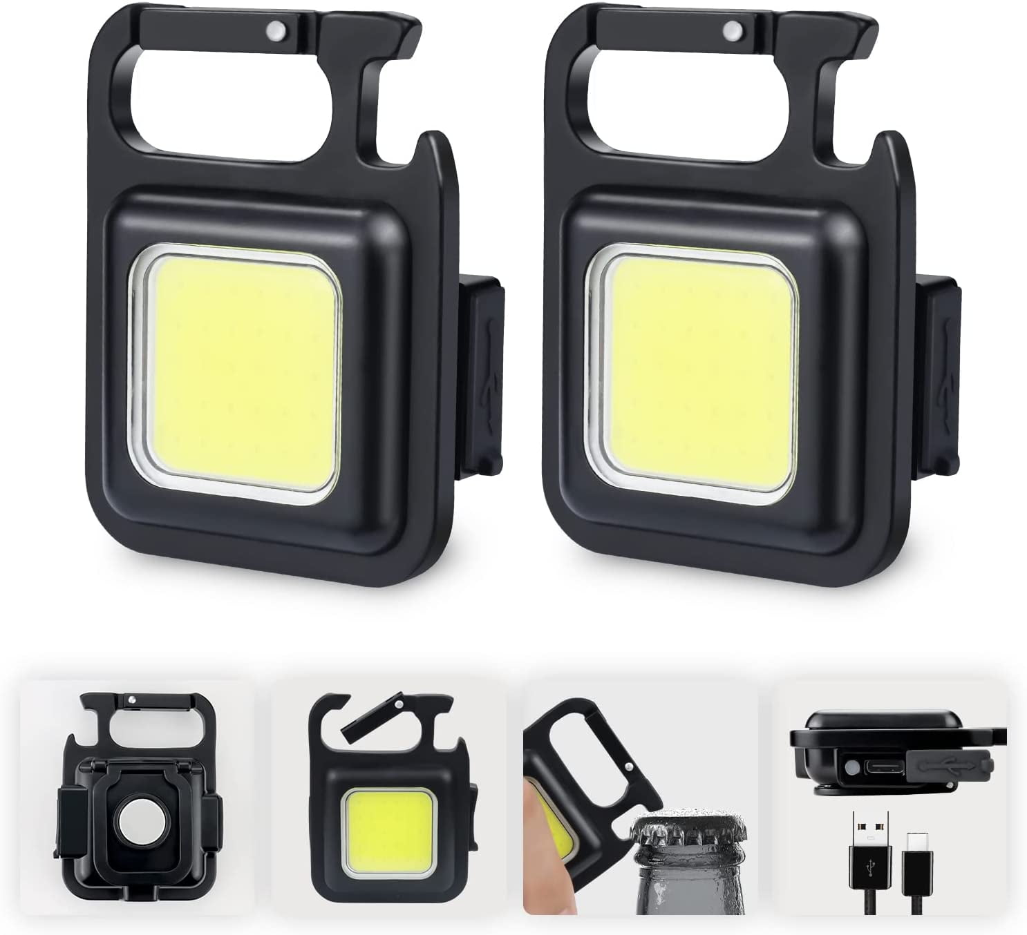 2X Mini Led Work Inspection Lights Rechargeable 800 Lumens Magnetic ...