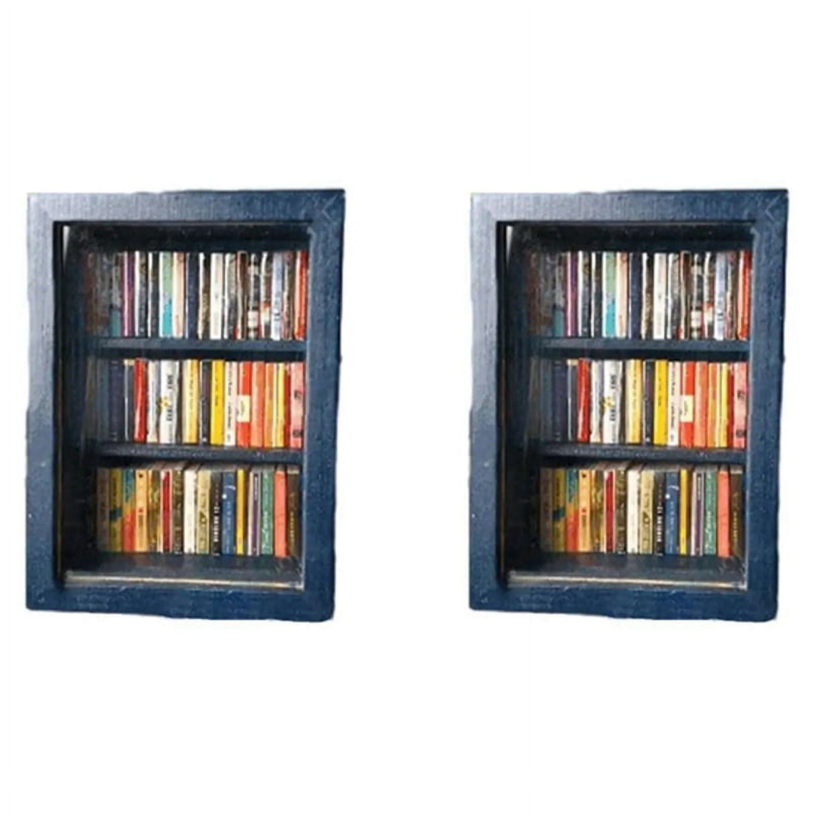 2X Miniature Bookshelf Pocket Anxiety Bookshelf Wooden Tiny Book ...