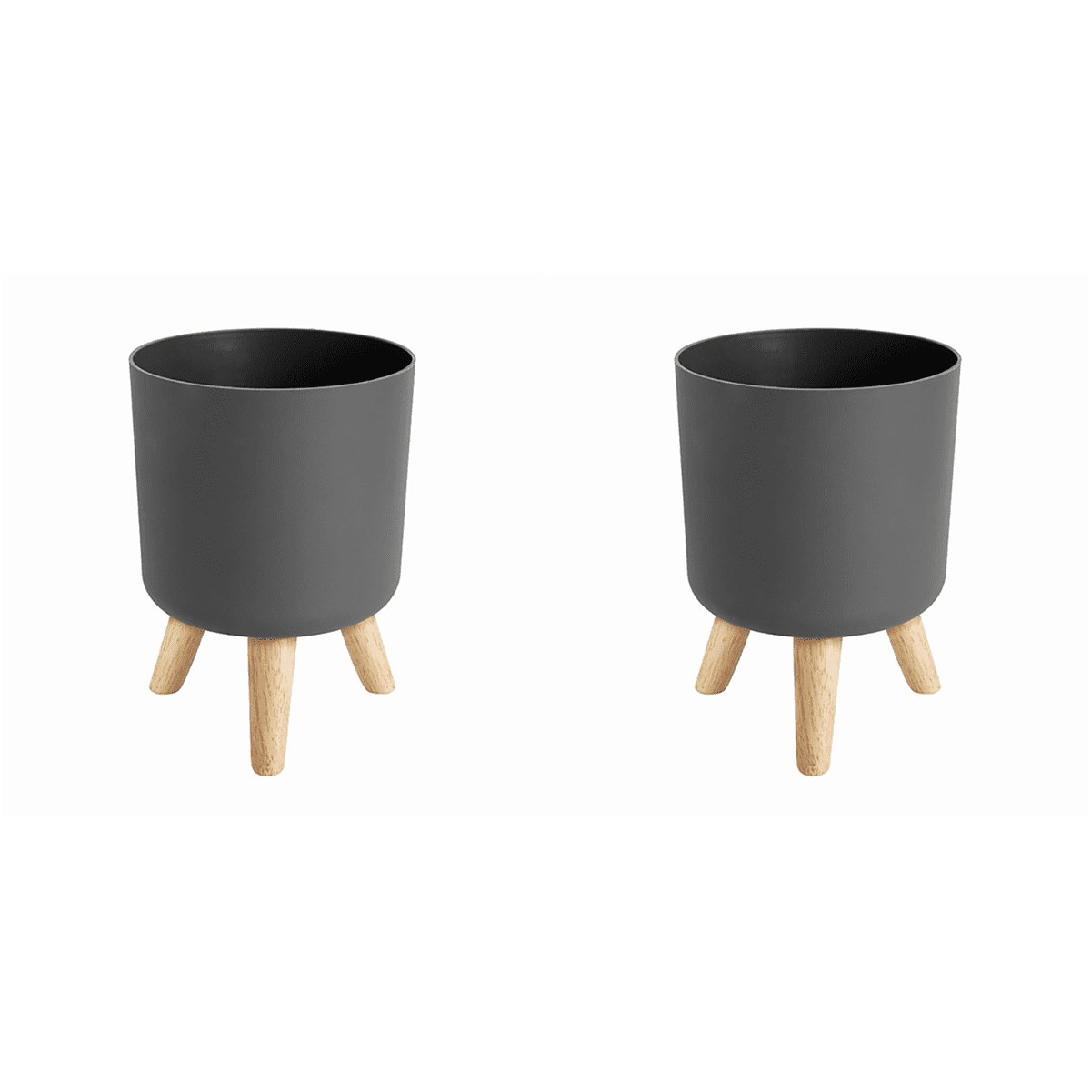2X Modern Plant Pots with Wooden Legs Holder Bedroom Living Room Floor ...