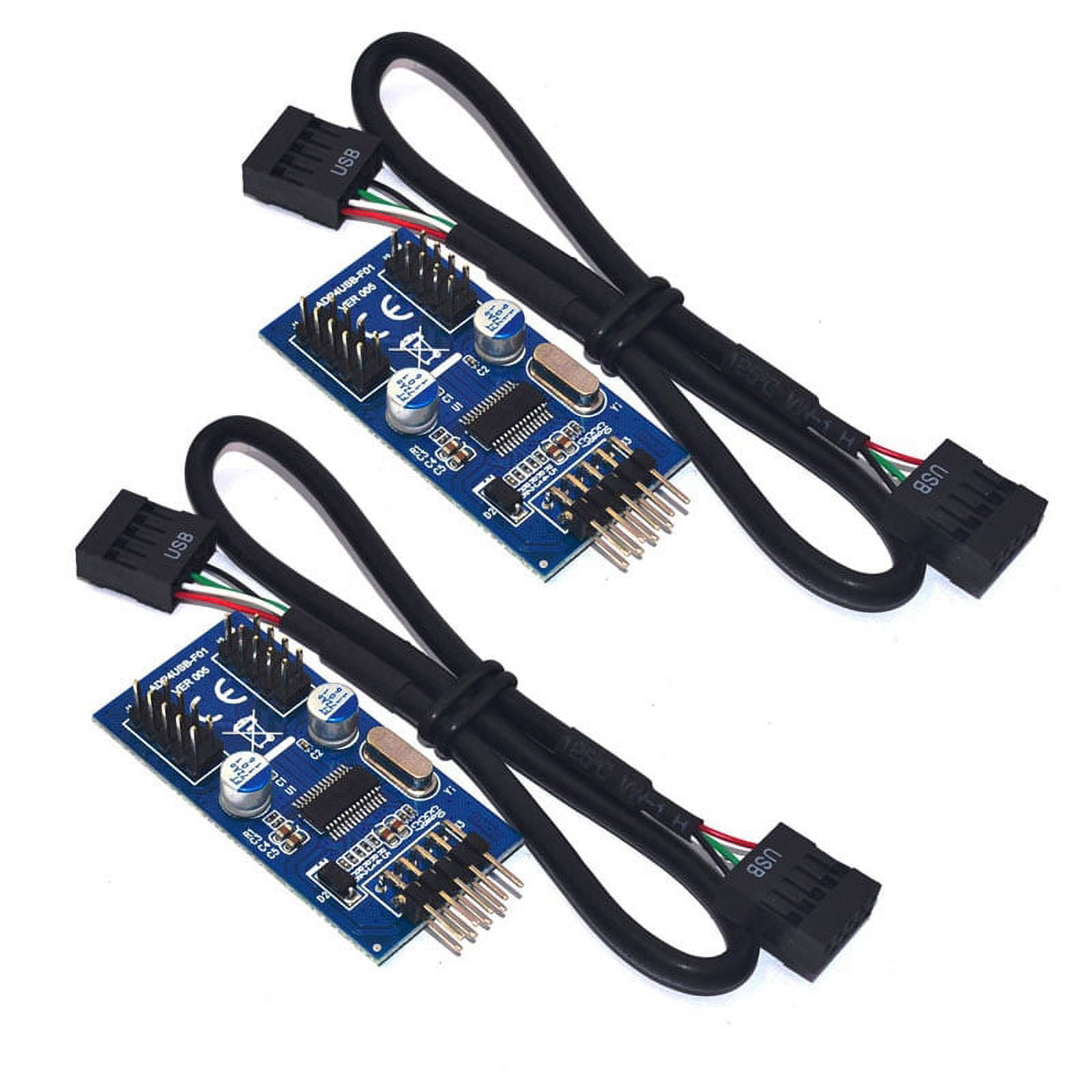 2X Motherboard 9Pin USB Header to 2 Male Adapter Card USB2.0 9Pin to ...