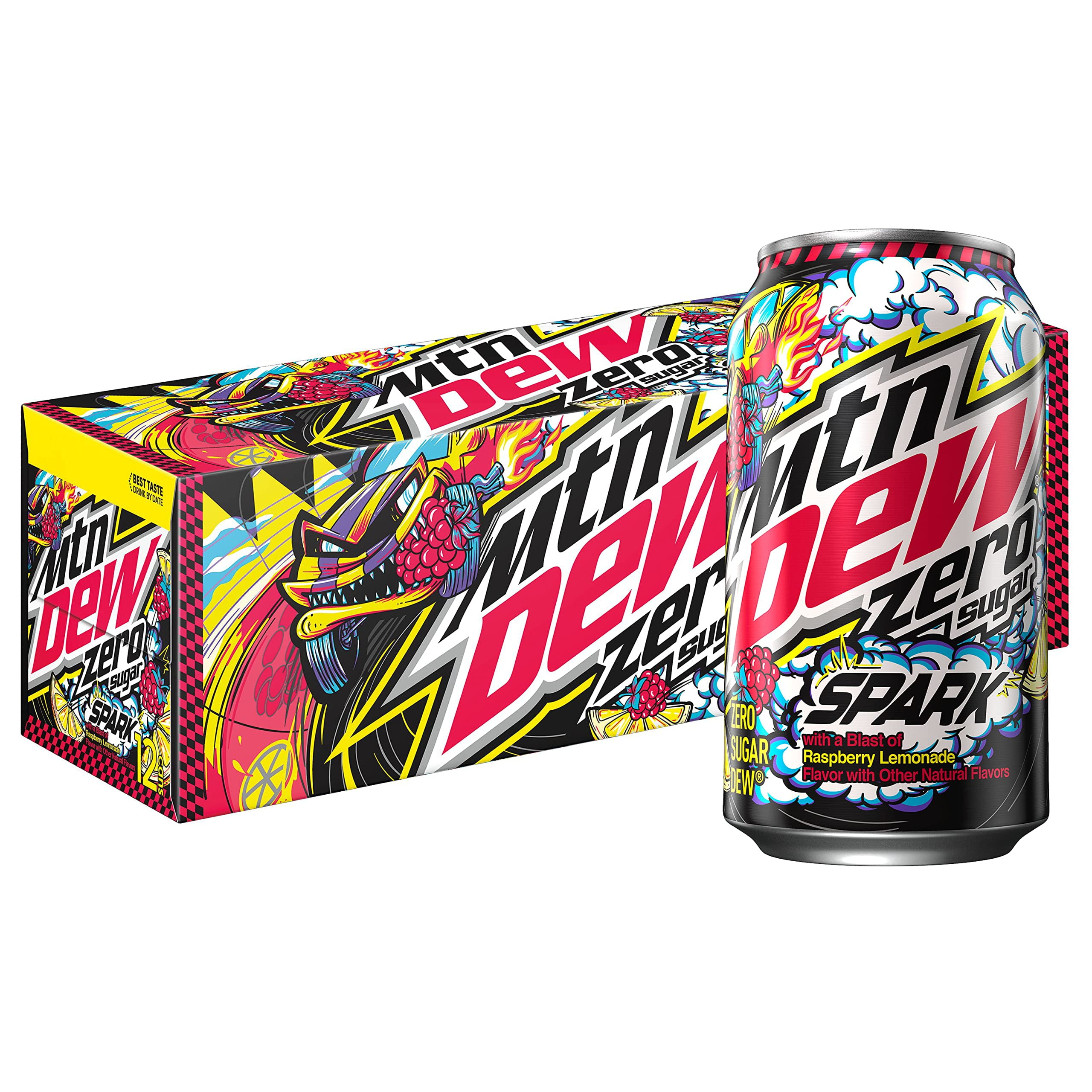 2X - Mountain Dew Spark Zero Raspberry Lemonade, 12 Fl Oz Bottles, 12 ...