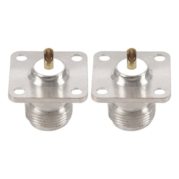 2X N Type Female Jack RF Coax Connector 4-Hole Panel Mount with Solder ...
