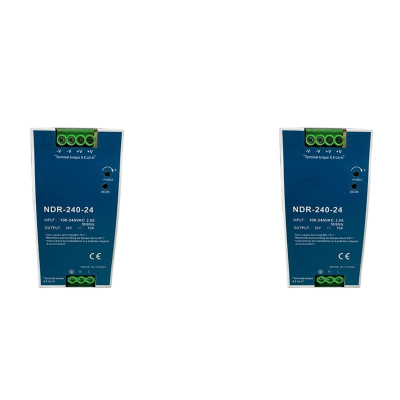 2X NDR-240-24 Ultra Thin DIN Rail Mounted 24V 10A for Industrial ...