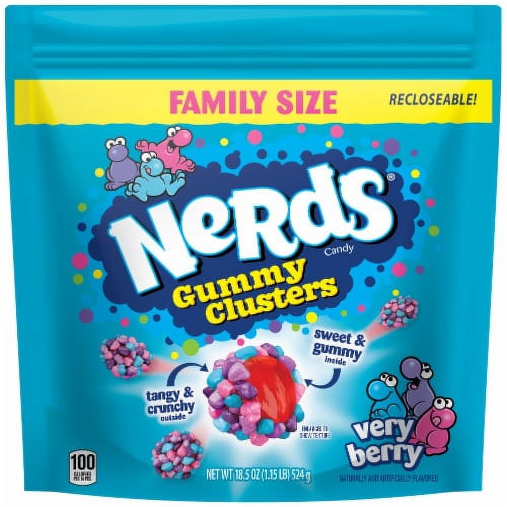 2X - NERDS Gummy Clusters Very Berry Crunchy And Gummy Candy Bag ...