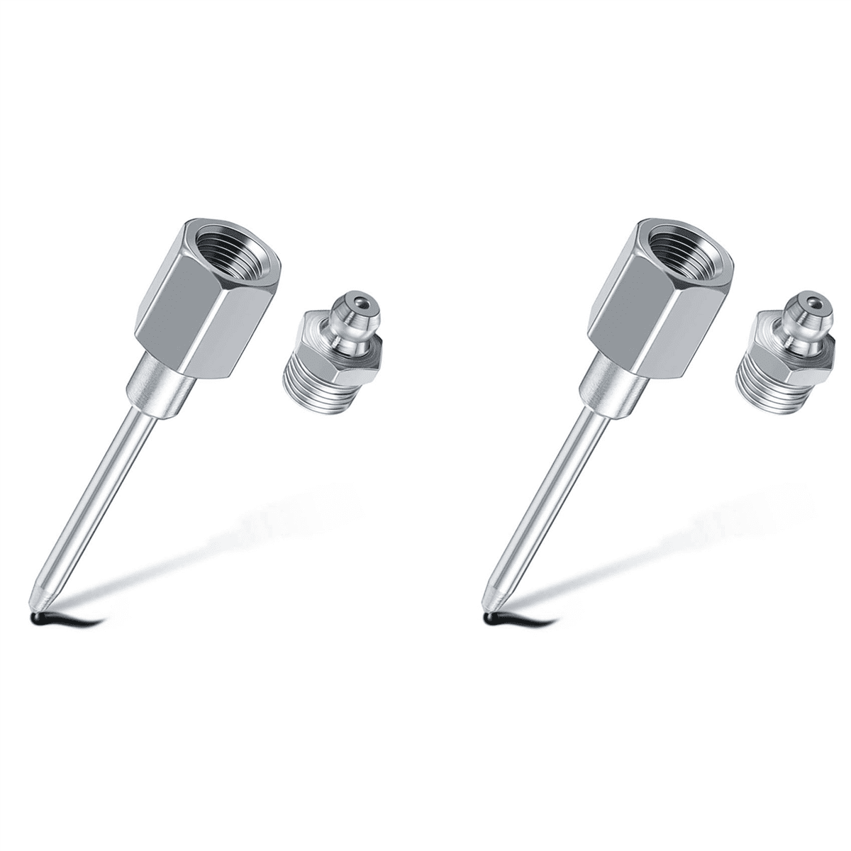 2X Narrow Needle Nozzle Grease Adapter with Hardened Steel Tip, Needle ...