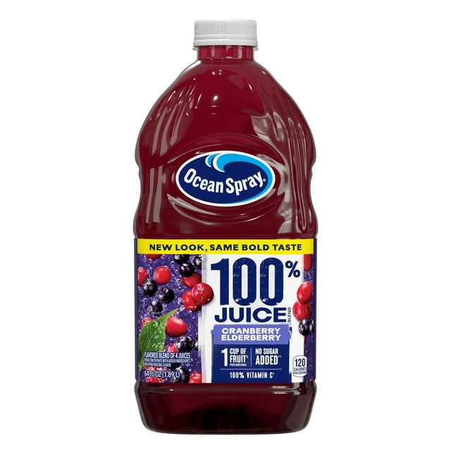2X - Ocean Spray 100% Juice, Cranberry Elderberry, 64 Fl Oz Bottle ...