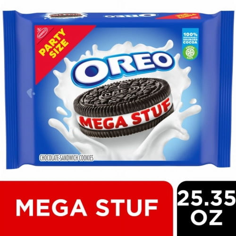 2X-Oreo Mega Stuf Chocolate Sandwich Cookies Party Size - 25.35 oz ...