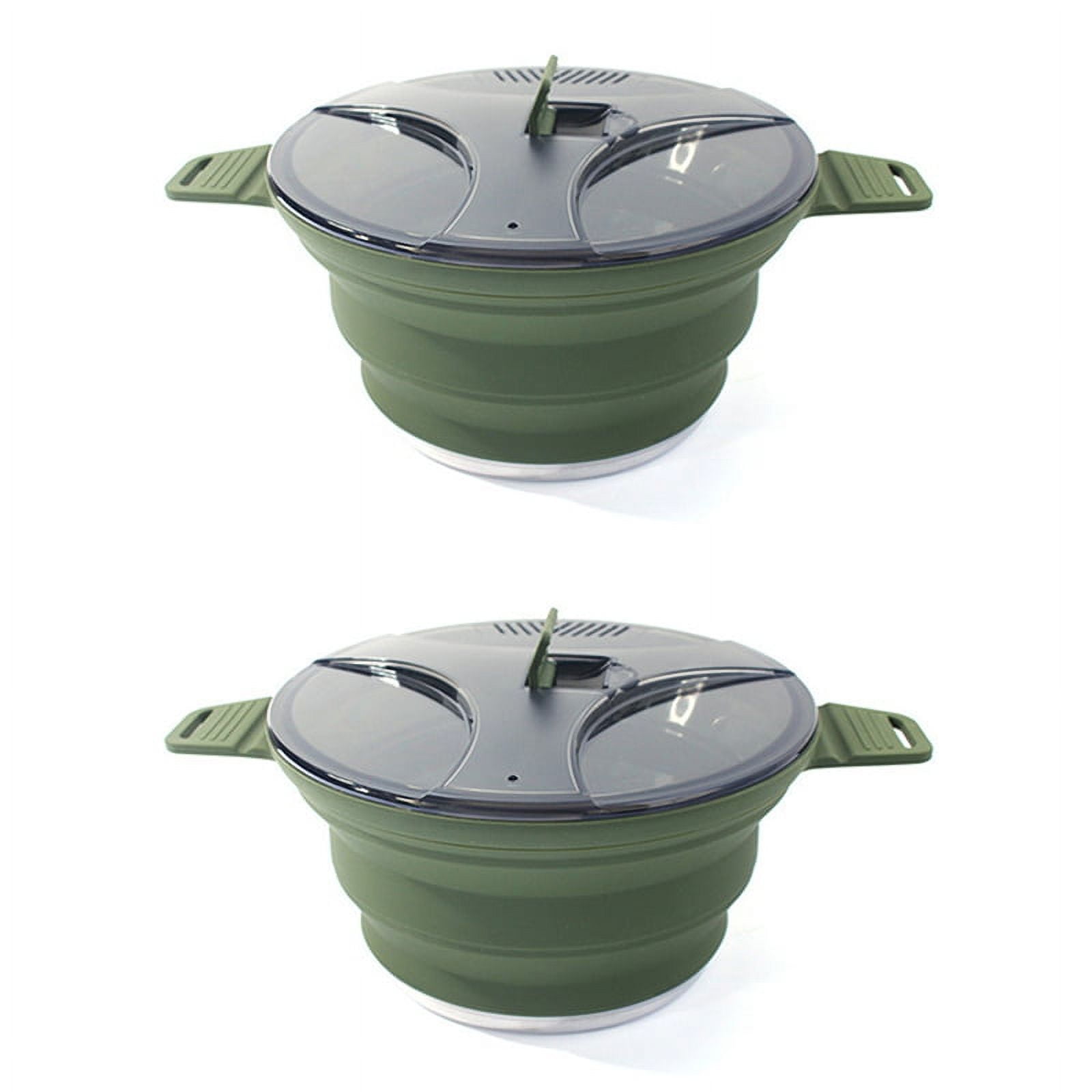 2X Outdoor Folding Pot Silicone Hiking Cooking Pot Portable Picnic Pot ...