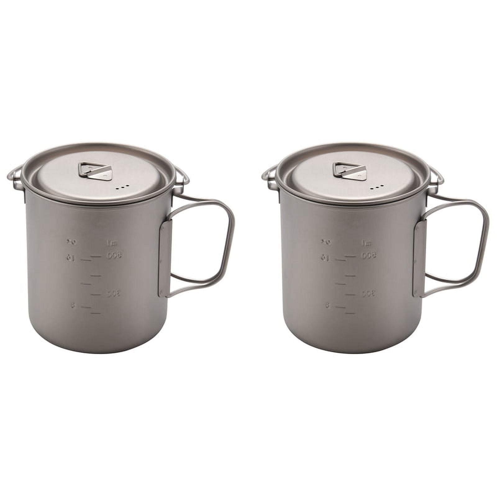 2X Outdoor Titanium Pot Cup Mug Pots Tableware Camping Cup Picnic Water ...