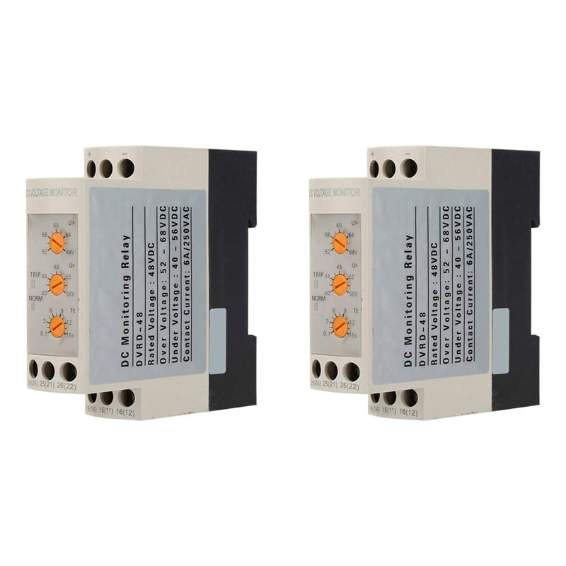 2X Overvoltage and Undervoltage Protector DC 48V Relay 35mm Rail with ...