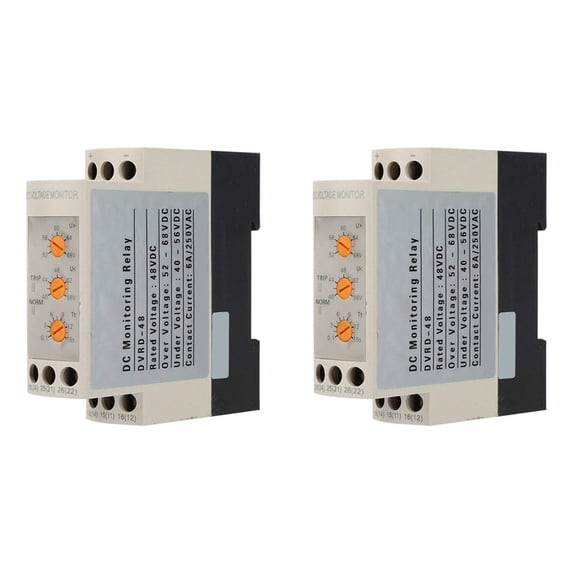 2X Overvoltage and Undervoltage Protector DC 48V Relay 35mm Rail with ...