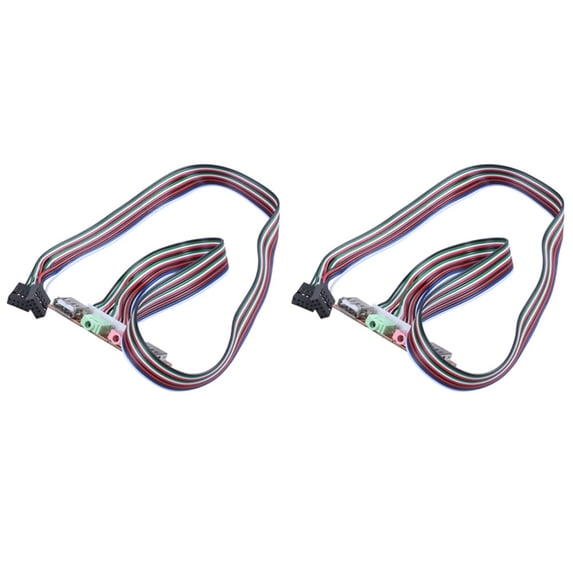 2X PC Computer USB Port Audio Headset Microphone Cable Support Front ...