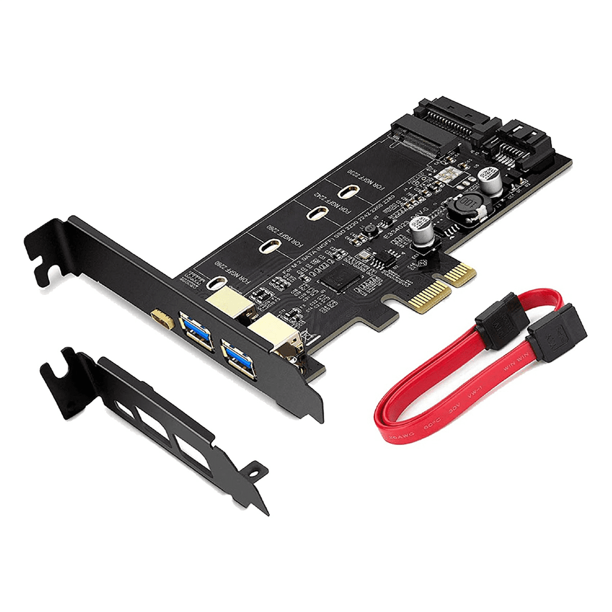 2X PCI-E to USB 3.0 PCI Card Incl.1 USB C and 2 USB A Ports, M.2 NVME to PCIe 3.0 Adapter Card ...