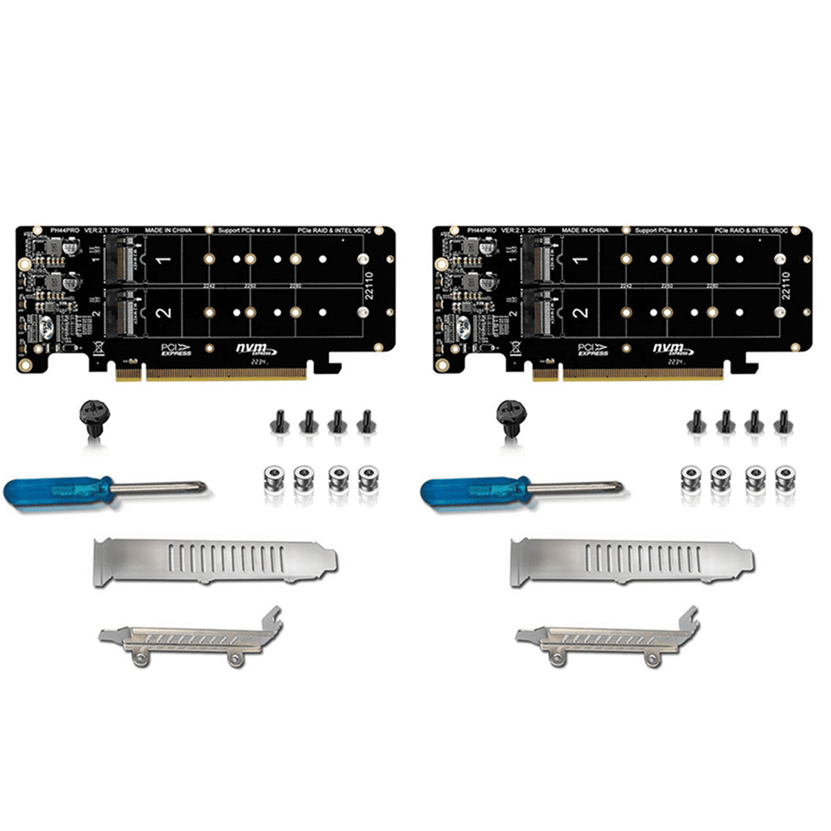 2X PCIE X16 to M.2 M-Key NVMEx4 SSD 2U Server Riser Card Double-Sided 4 ...