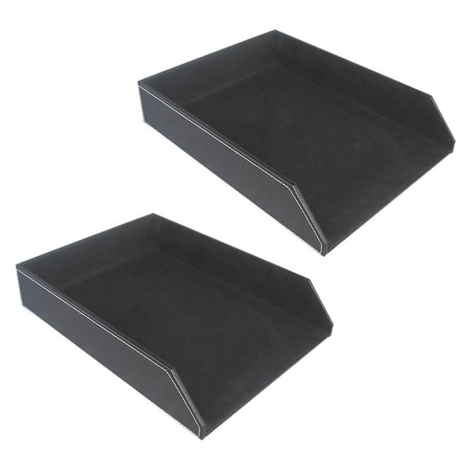 2X PU Leather Tray, Document Desk Organizer,Stackable Office File ...