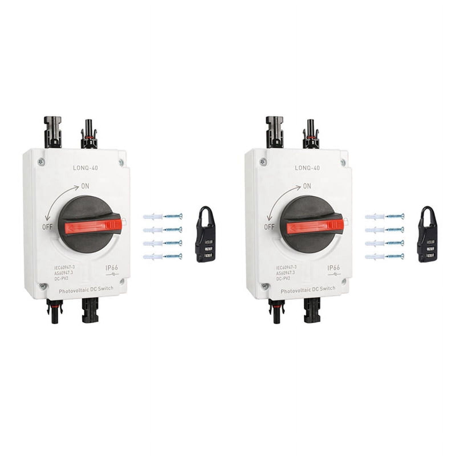 2X PV Solar Photovoltaic Disconnect Switch, LONQ-40 DC Isolator Solar Switch IP66 Waterproof ...