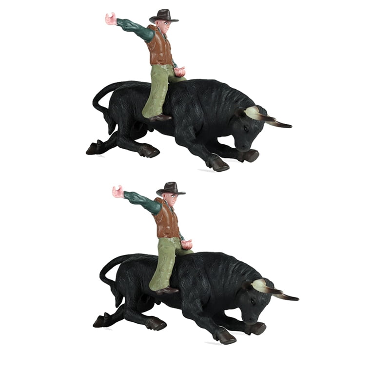 2X PVC Model Animal Toys Rodeo Bull with Collectible Static Plastic Toy ...