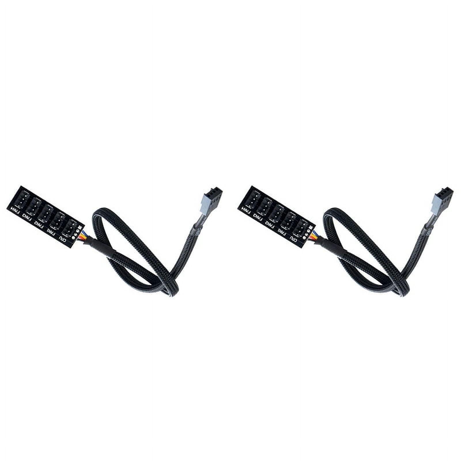 2X PWM Fan Hub Distributor 4-Pin 1 to 5 PC CPU Heatsink Box Fan ...