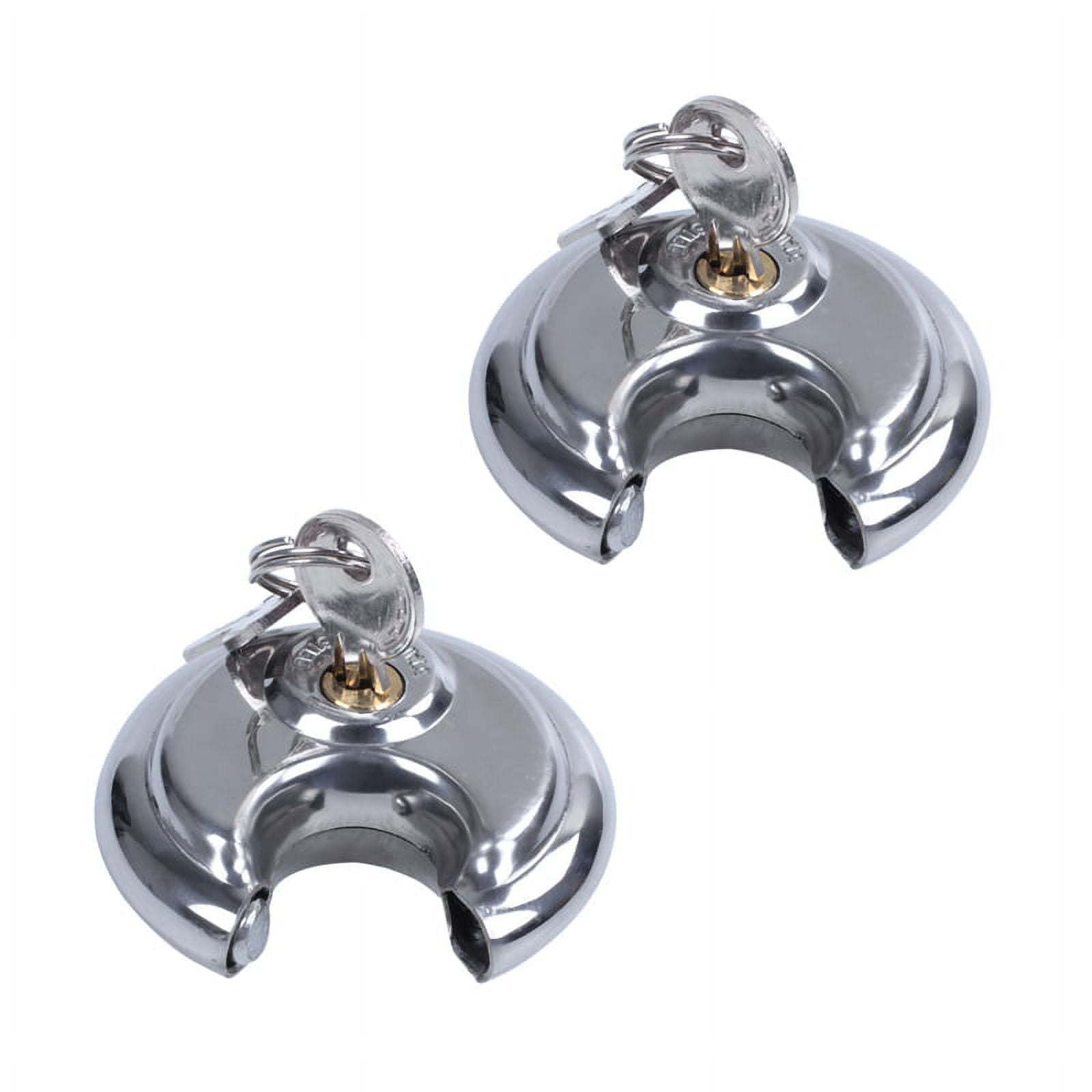 2X Padlocks Heavy Duty 70MM Round Circular Disc Padlock with 2 Keys ...