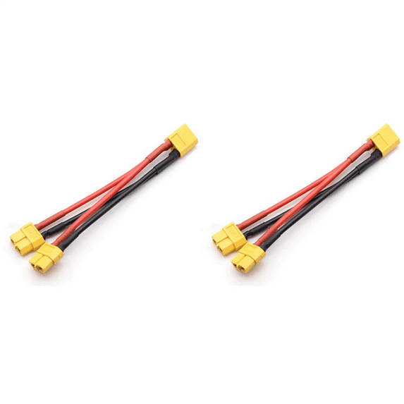 2X Parallel Battery Connector 1 Male to 2 Female Cable Dual Extension Y ...
