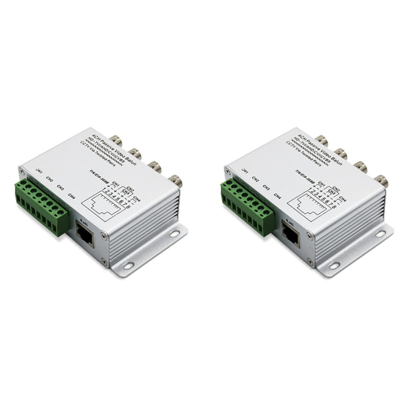 2X Passive Video Balun for TVI CVI Cameras CCTV Via Twisted Pairs UTP ...