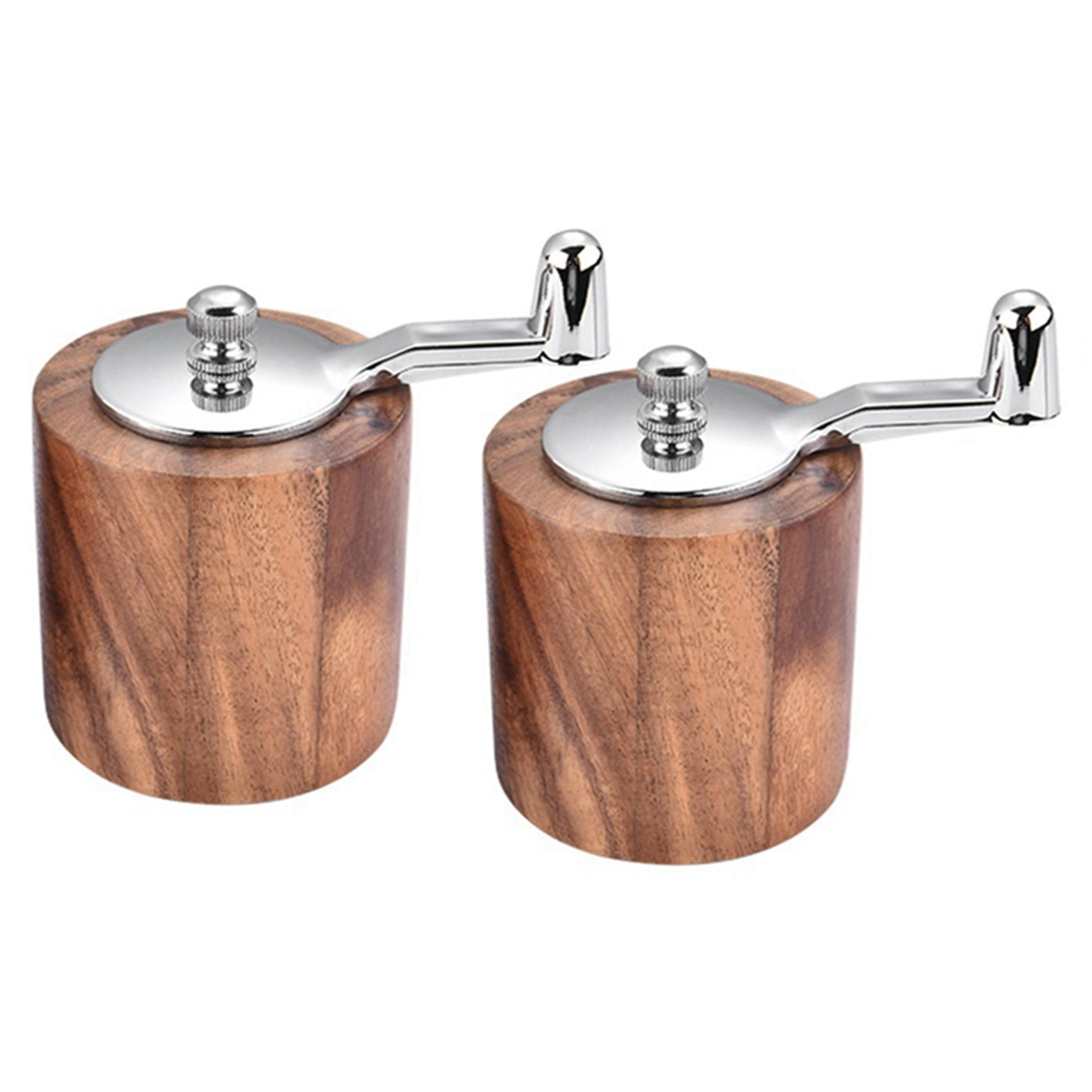 2X Pepper Mill, Hand Crank Wood Grinder with Classic Handle and ...