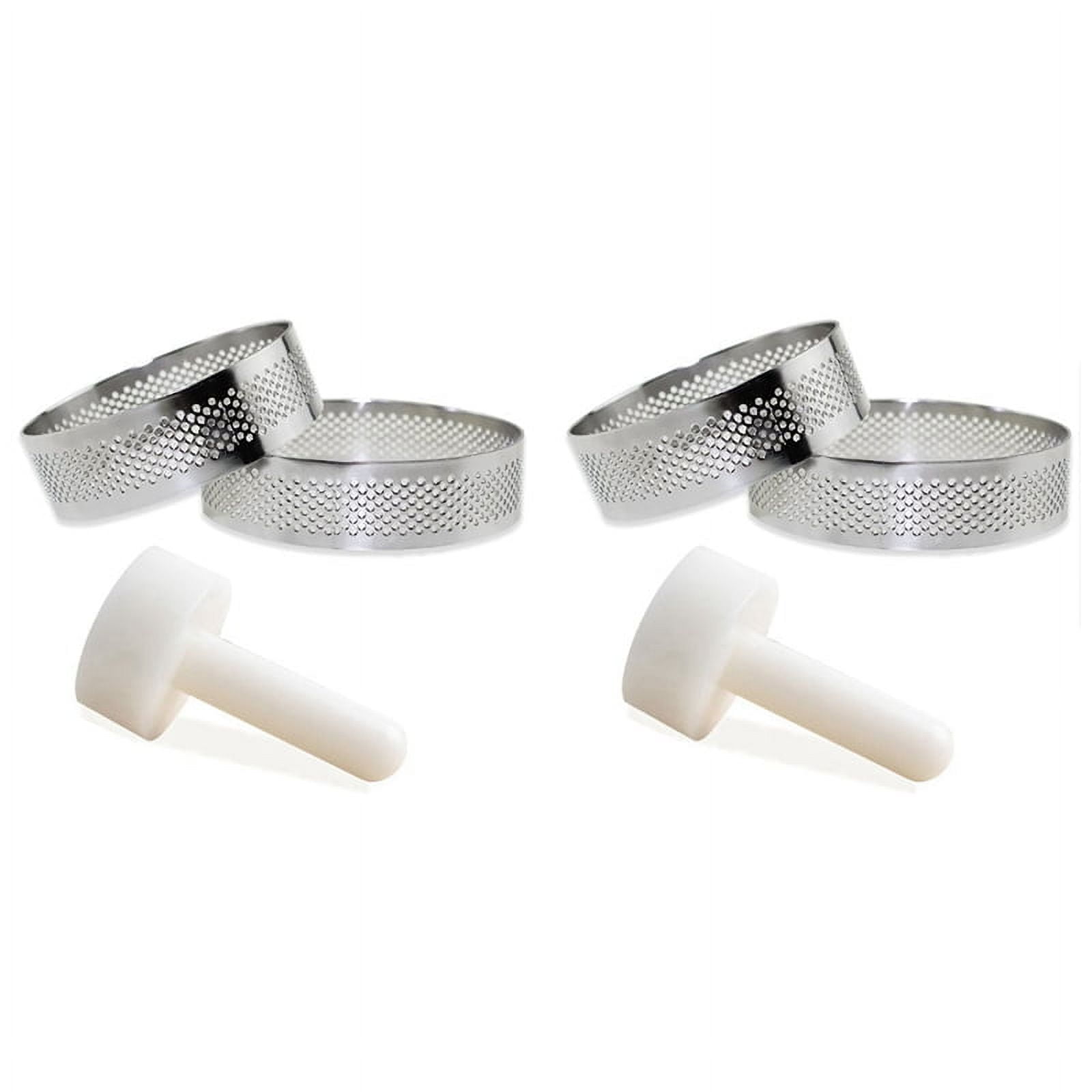 2X Perforated Kit Tart Rings with Tart Tamper Mini Mousse Cake Rings ...