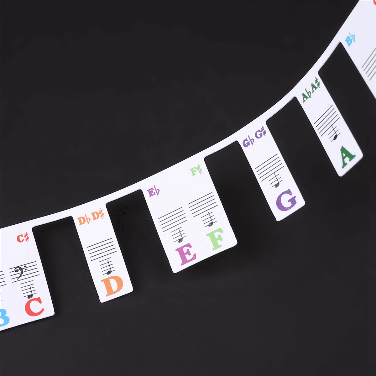 2X Piano Keyboard Stickers /Electric Piano 61 Keys Stave Notation Note ...