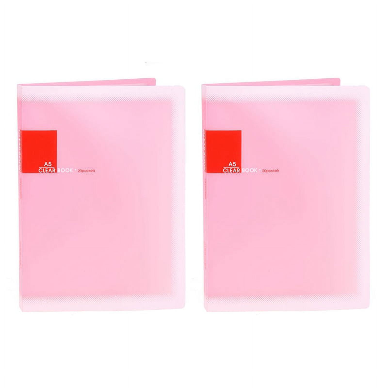 2X Plastic A5 Paper 20 Pockets File Document Folder Holder, Pink,2 x ...