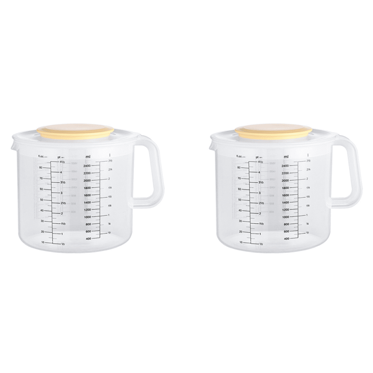 2X Plastic Ounce Measuring Cups and Mixing Pitcher for Baking with Lid ...